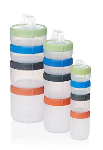 humangear STAX Interlocking Reusable Storage Container Set with Airtight Lids and ClipHandle for Food, Pantry, Kitchen and Organization, 1 Count, Small, Spectrum
