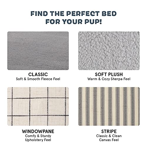 Barkbox Orthopedic Dog Bed | Comfortable Memory Foam Mattress for Joint Relief | Head and Neck Support Waterproof with Non Skid Bottom | Calming Durable Bed with Washable Cover | Small, White Plaid