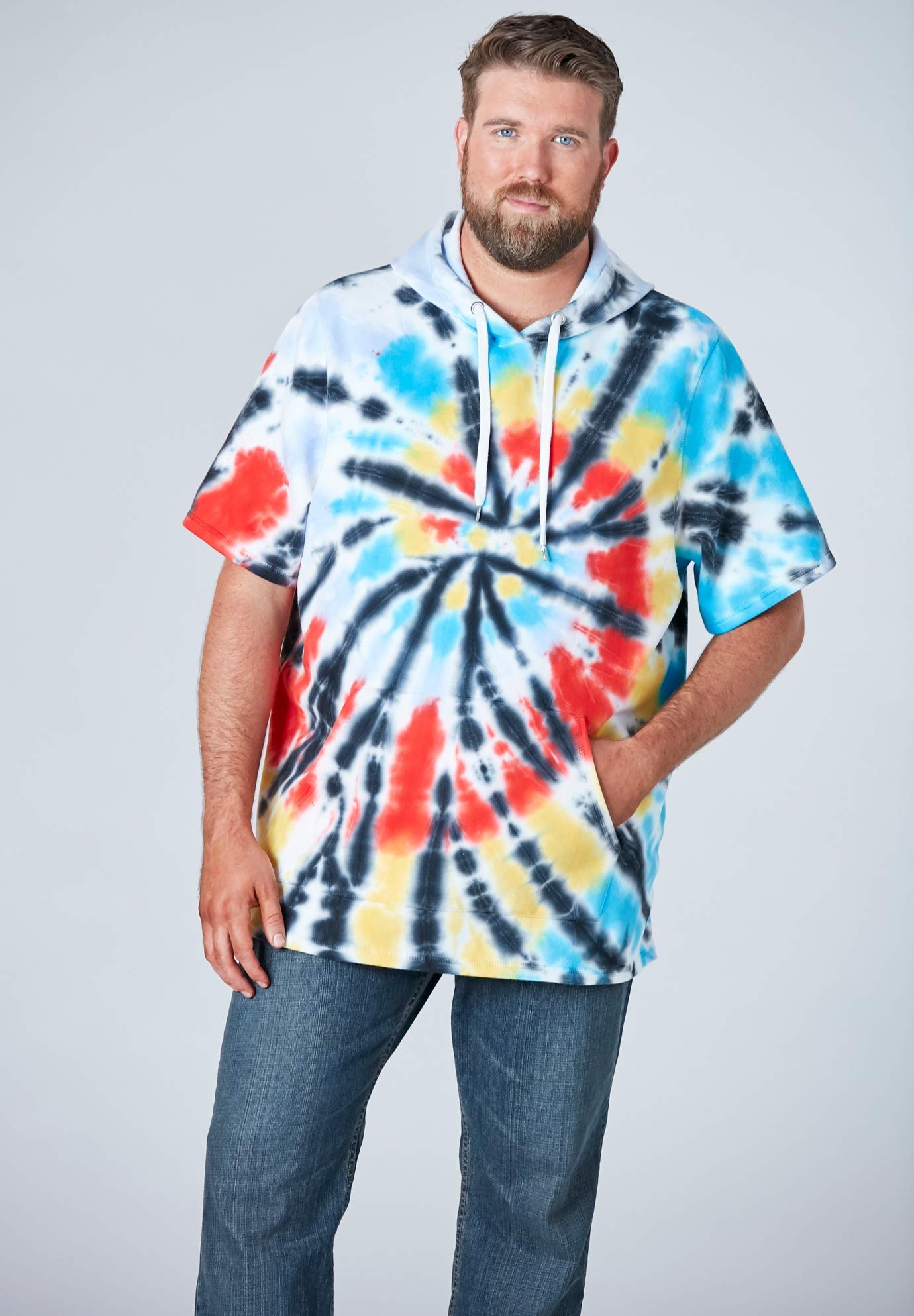 Liberty Blues by KingSize Men's Big & Tall Short-Sleeve Hoodie - 6XL, Shale Grey
