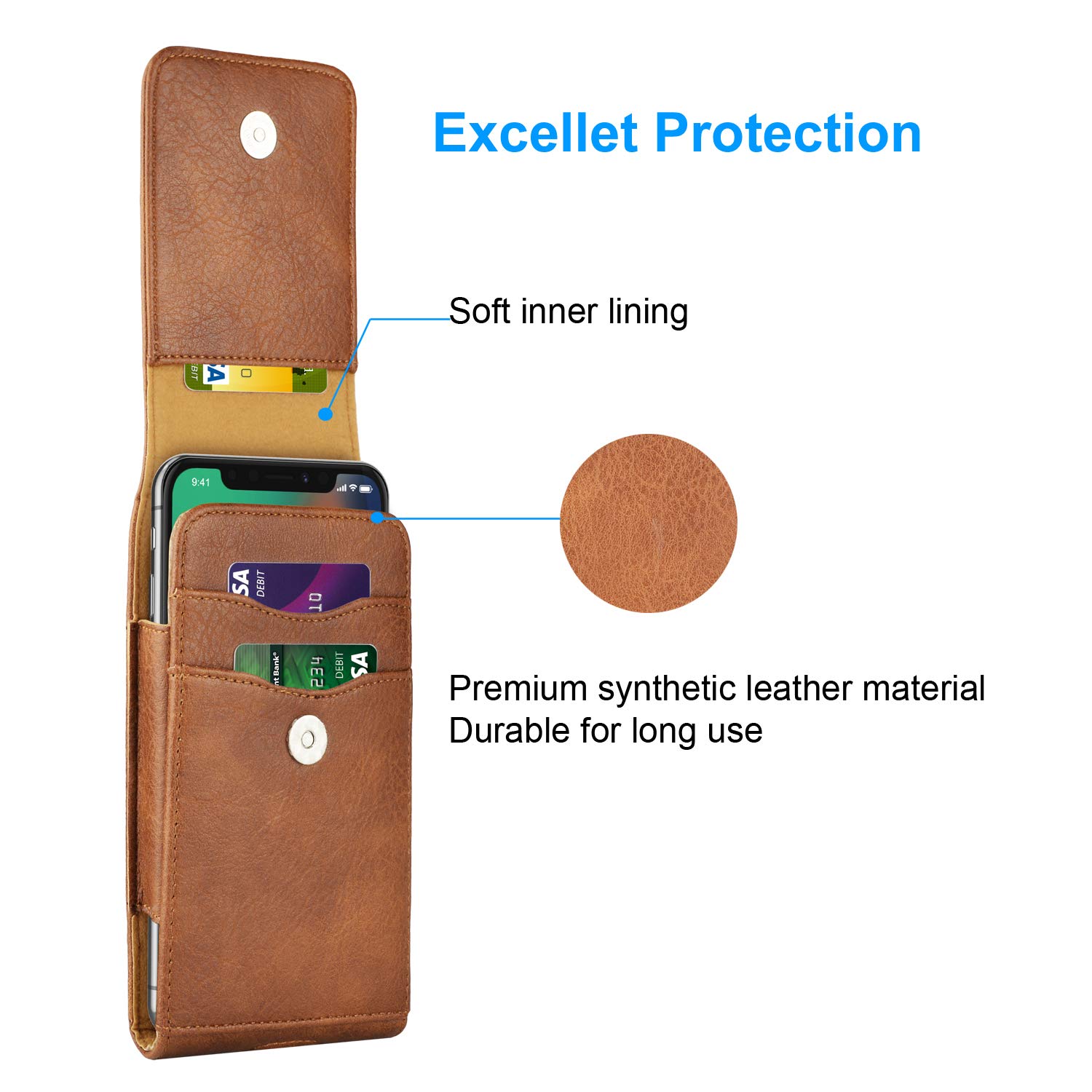 Takfox Phone Holster for Samsung Galaxy S25 Ultra S24 Plus S23 S22 S21 FE 5G S20 S10 A03s A16 A15 A14 A13 A35 A56 A51 A71 5G, Note 20 J7 J3 Leather Cell Phone Pouch Belt Holder Carrying Case,Brown