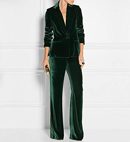 AK Beauty Green Womens Suits Slim Fit Velvet Business Suit Office Work Suits (S, Green)