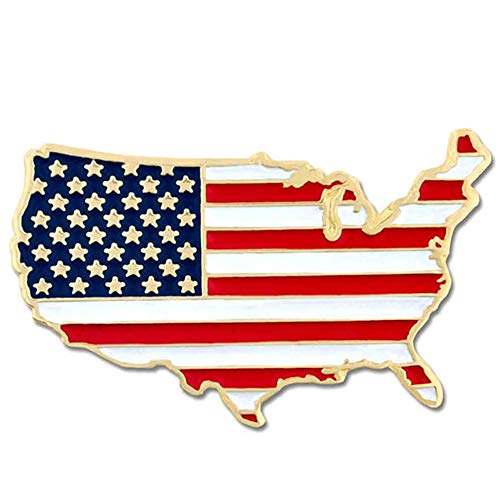 Patriotic USA Map Outline Lapel Pin - American Flag Brooch for Independence Day