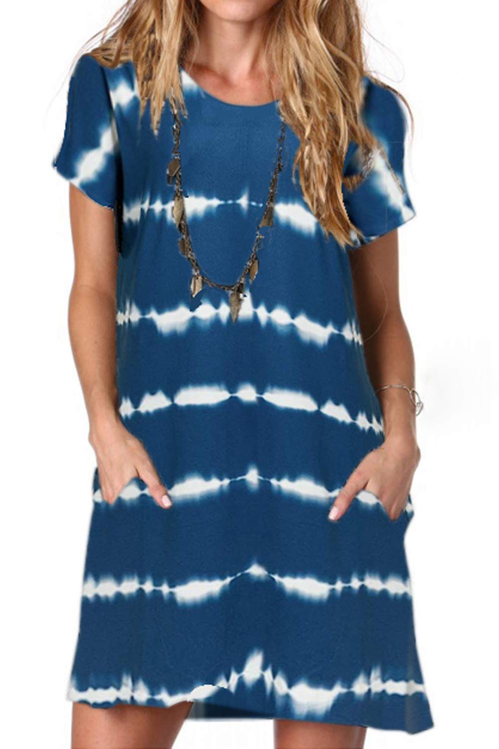 Alaster Queen Women's Casual Summer T Shirt Dress Loose Short Sleeve Tunic Dress with Pocket for Women