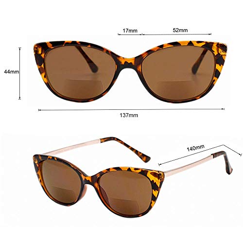 VITENZI Sunglasses with Readers for Women, Reader Sunglass with Bifocals, Cat Eye Tinted Reading, Verona in Tortoise 2.50