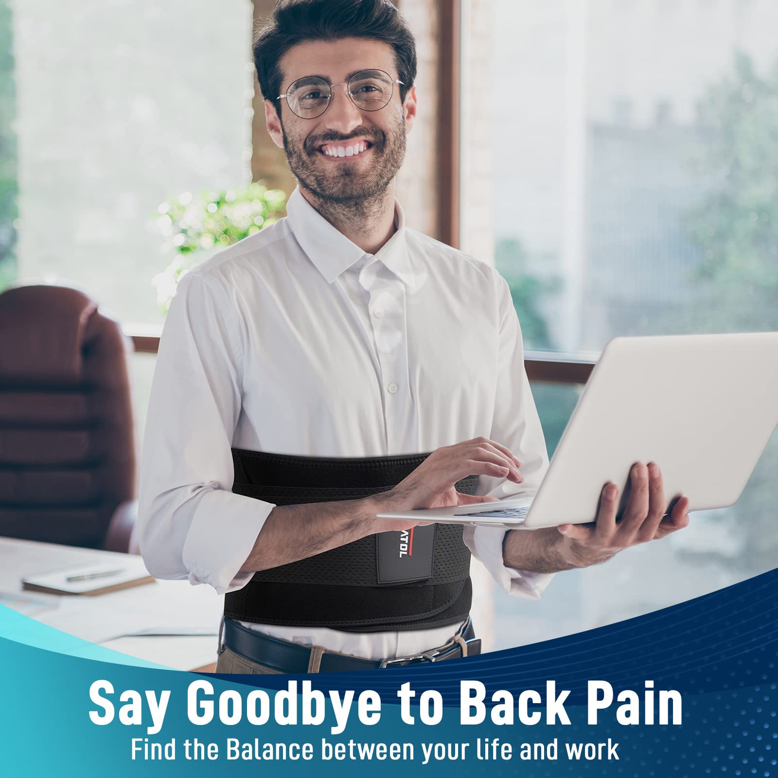 FEATOL Back Brace for Lower Back Pain Relief,Heavy Work Lifting, Sciatica, Herniated Disc with Ergonomically 3D Silicone Pad Men & Women L/XL