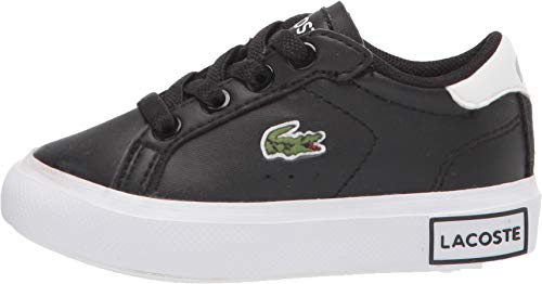 Lacoste Unisex-Child Powercourt Sneaker, Black/White, 8 Toddler