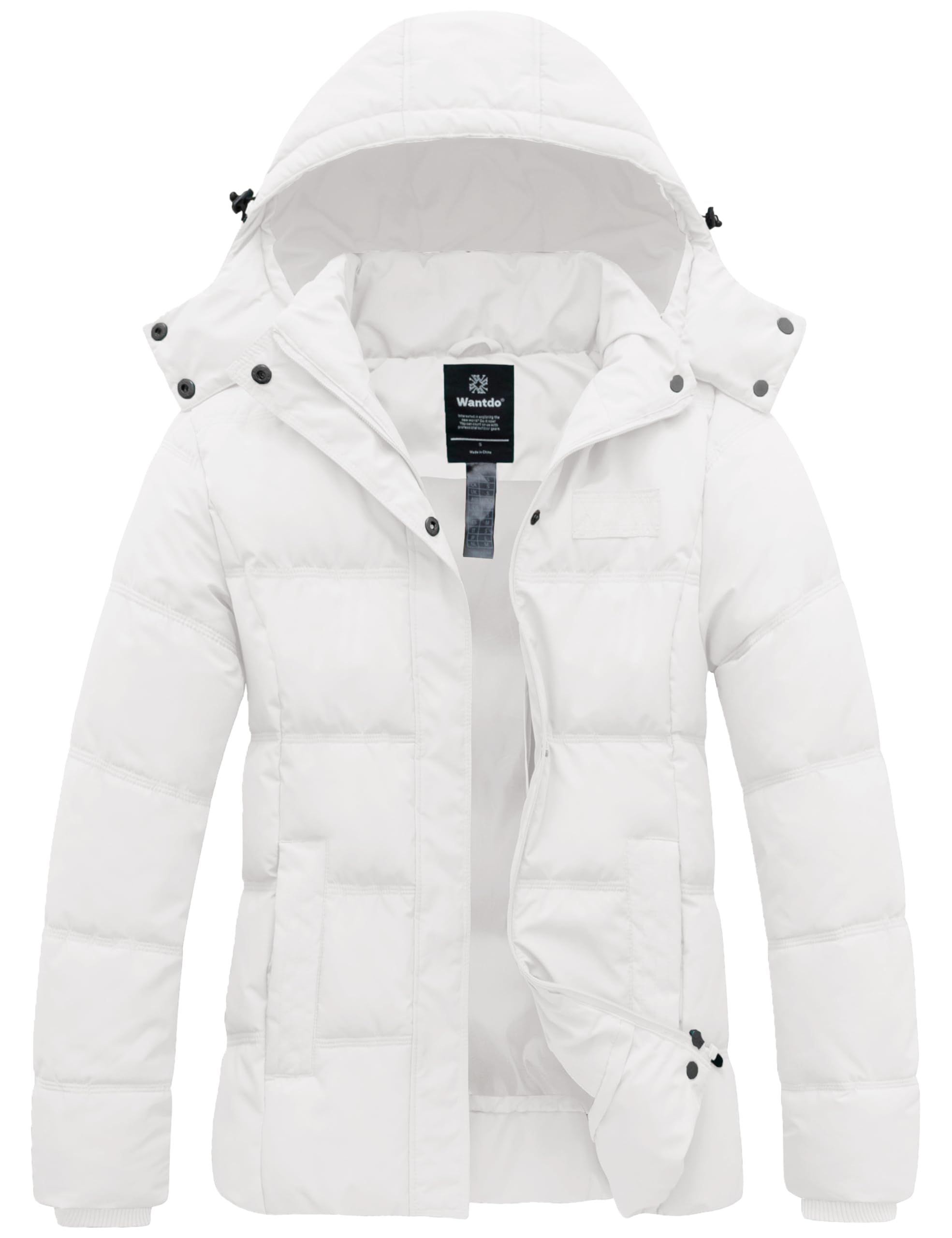 wantdo Women's Padding Puffer Jacket Windproof Spring Coats with Hood Beige XL