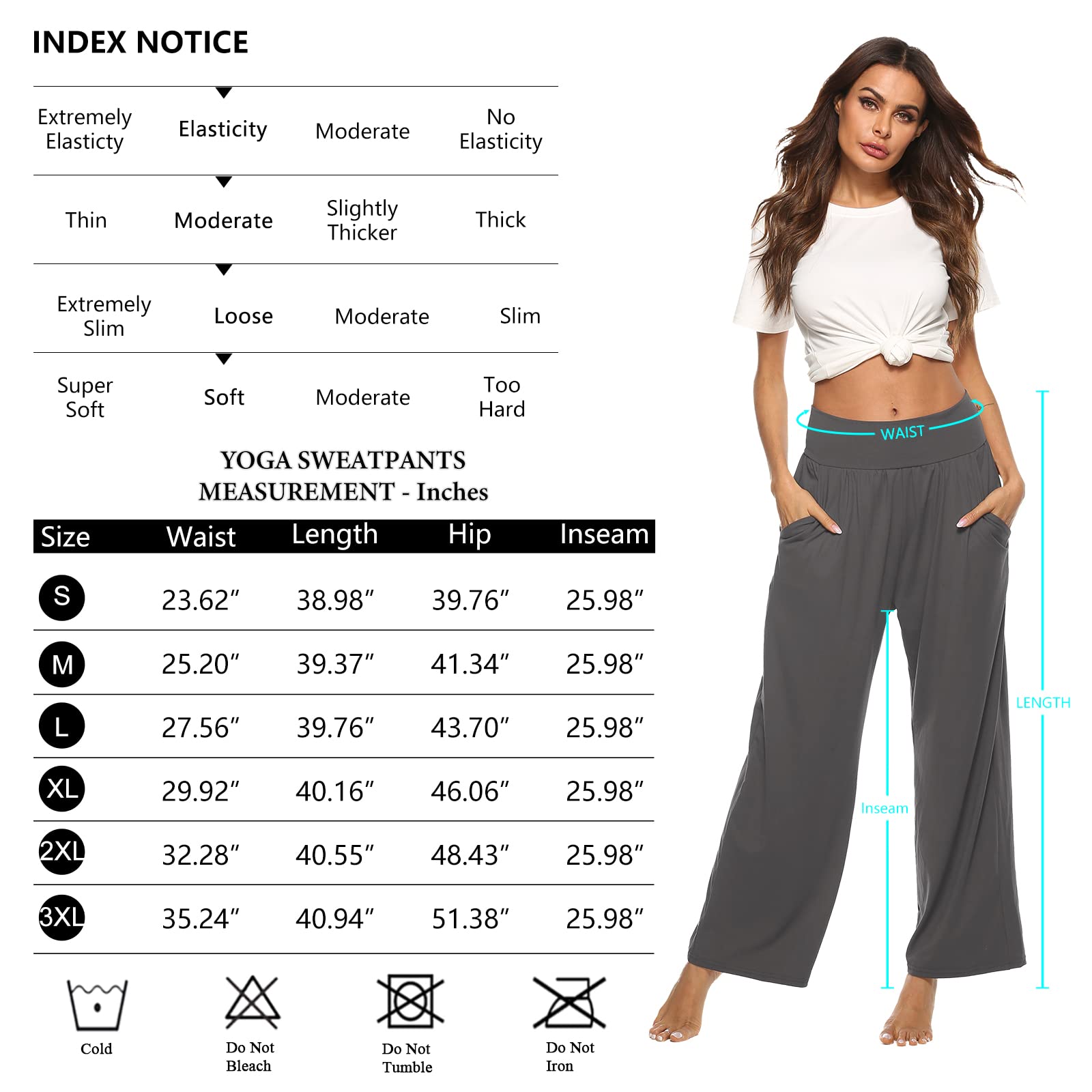ZJCT Womens Sweatpants Comfy Loose Casual Wide Leg Yoga Workout Lounge Pants with Pockets Dark Gray XL