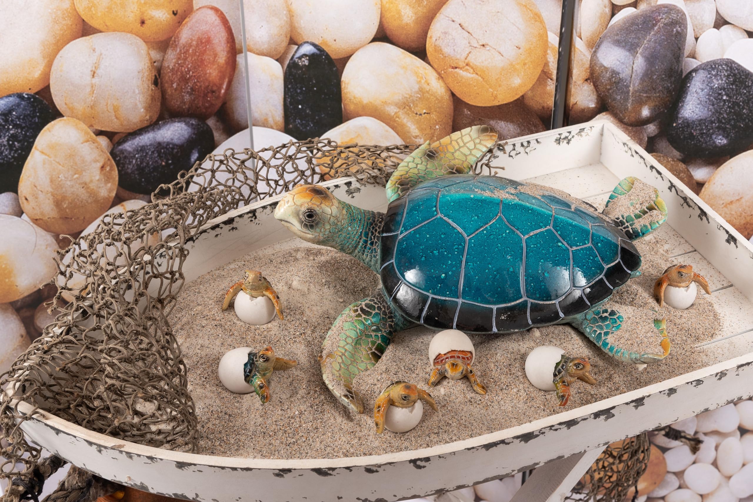 Corner Merchant Sea Turtle Statue Garden Decor, Tabletop Wall Hanging Sea Turtle Sculpture Measures 16 in x 15 in