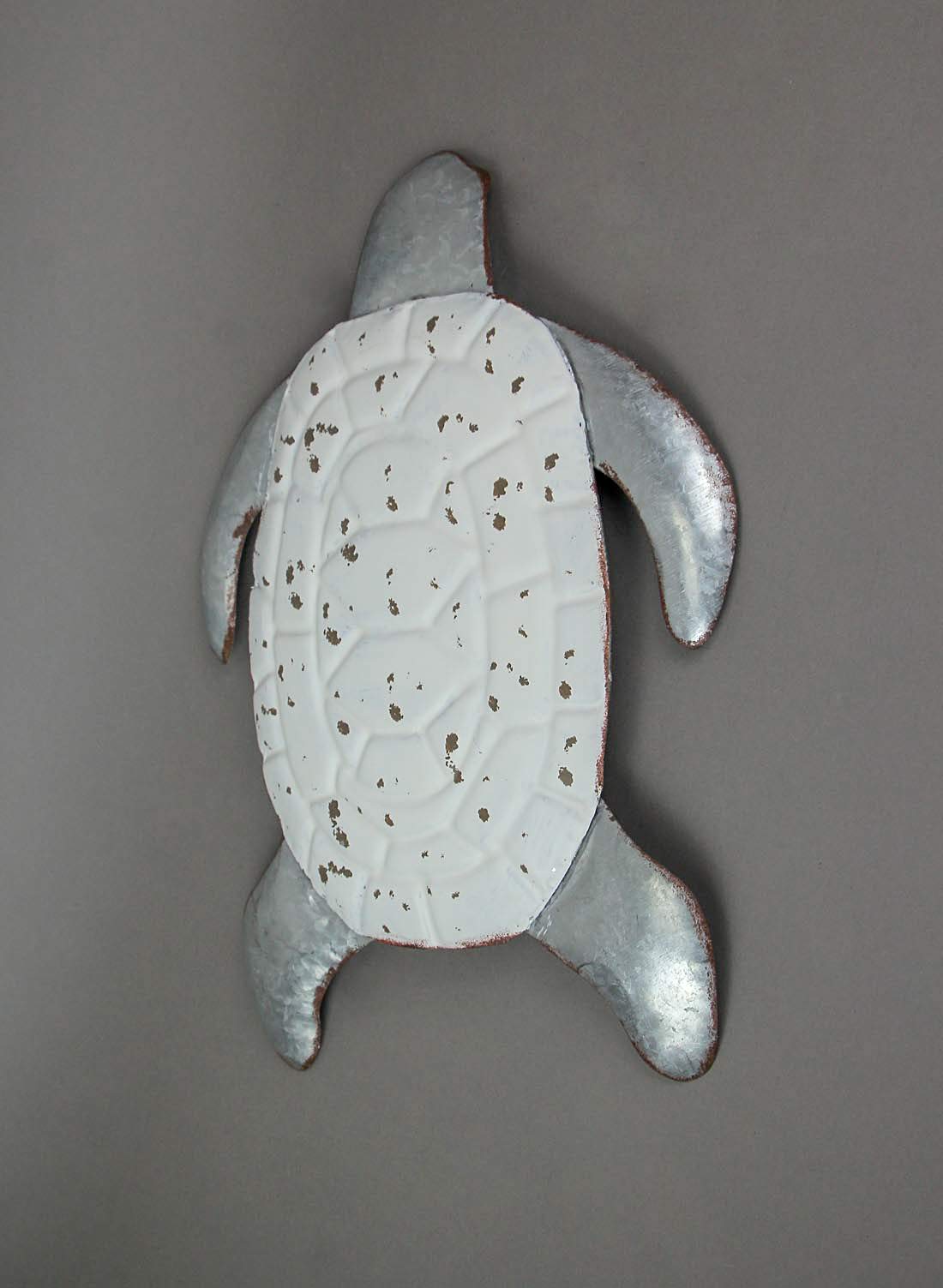Things2Die4 White Enamel Galvanized Metal Sea Turtle Wall Art, Coastal Decor for Home, Patio, Garden, and Beach House