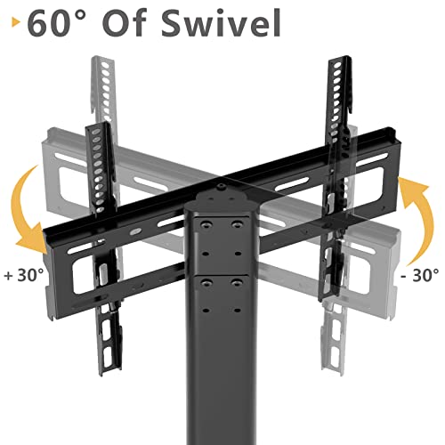 TVON Universal Floor TV Stand with Swivel Mount for 32-65 Inch TVs, TV Mount Stand for Bedroom and Corner with Height Adjustable Shelf and Tempered Glass Base, Black