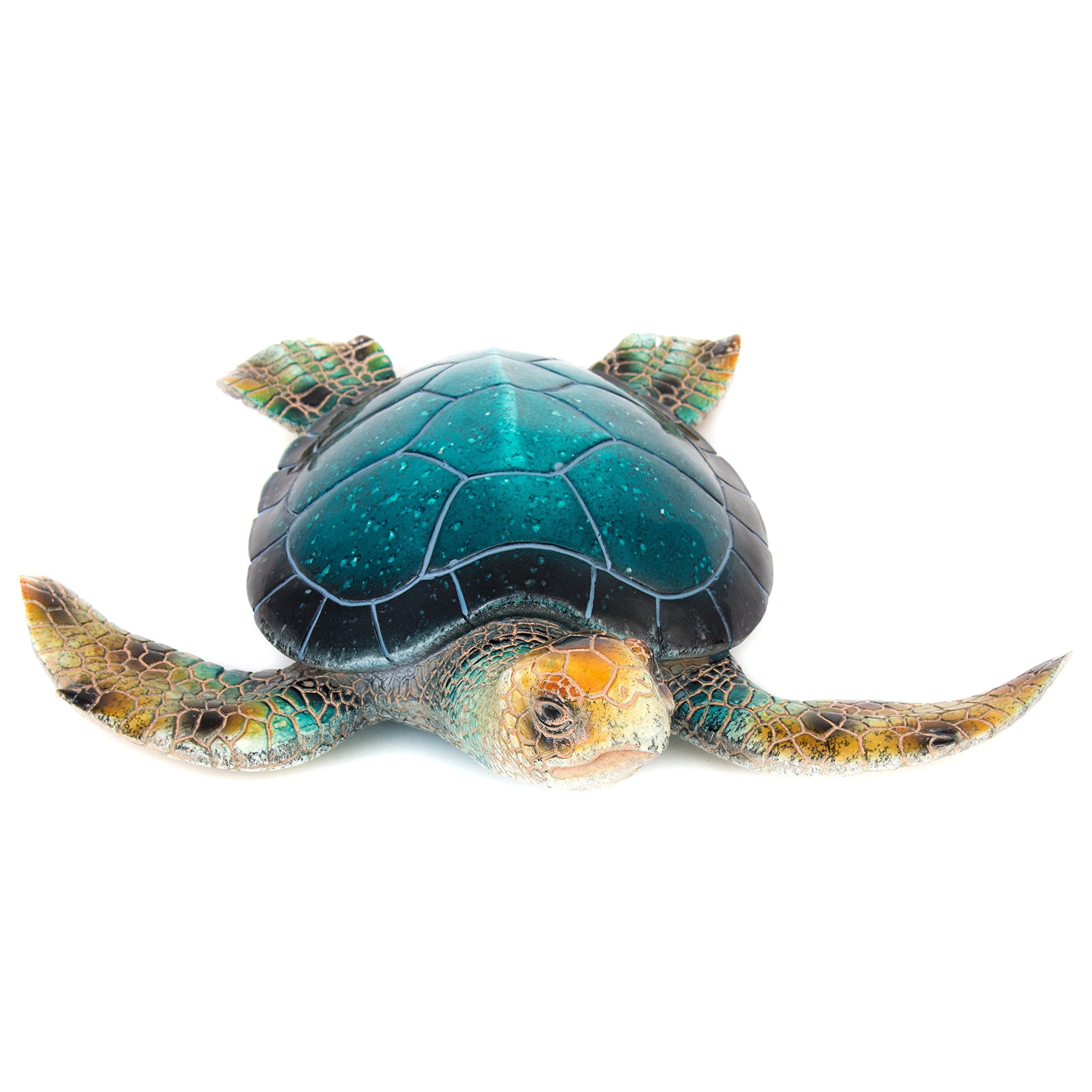Corner Merchant Sea Turtle Statue Garden Decor, Tabletop Wall Hanging Sea Turtle Sculpture Measures 16 in x 15 in