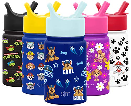 Simple Modern Paw Patrol Kids Water Bottle with Straw Insulated Stainless Steel Toddler Cup for Boys, Girls, School | Summit Collection | 10oz, Chase on the Case
