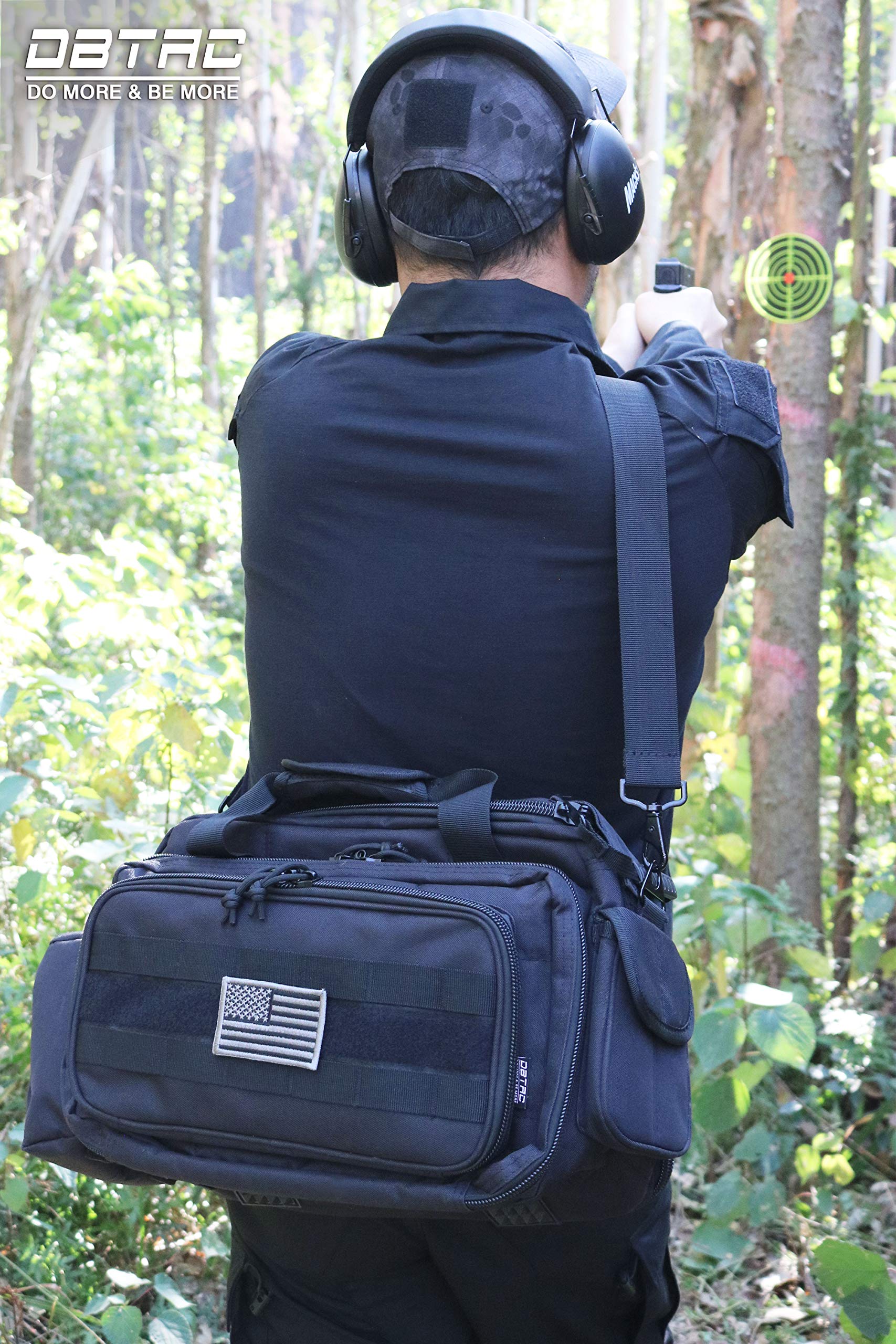 DBTAC Gun Range Bag Deluxe Middle Size | Tactical 2~4 Pistol Shooting Range Duffle Bag with Lockable Zipper for Handguns and Ammo (Black)