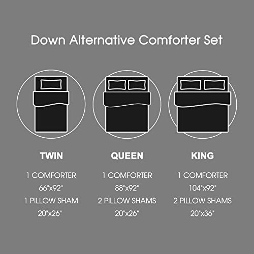 Basic Beyond Down Alternative Comforter Set (Queen, Black/Red) - Reversible Bed Comforter with 2 Pillow Shams for All Seasons