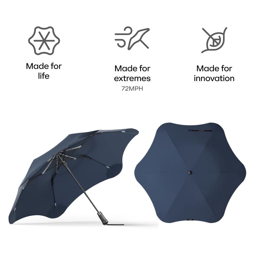 BLUNT Metro Travel Umbrella – 39" Windproof, Compact Umbrella for Wind and Rain, Portable, Heavy Duty, UV Protection - Midnight Navy