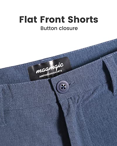 maamgic Men's Slim-fit Golf Shorts 9" Inseam Amphibious Casual Shorts Stretch Quick Dry Daily Casual Wear Navy