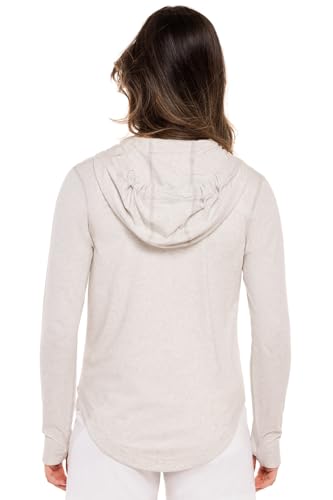 Coolibar UPF 50+ Women's LumaLeo Zip-Up Hoodie - Sun Protective (XX-Small- Light Grey Heather)