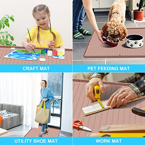 Under Sink Mat, 34" x 22" Under Sink Mats for Kitchen Waterproof - Silicone Under Sink Liner Drip Tray with Drain Hole, Sink Cabinet Protector Mat for Kitchen & Bathroom (Khaki)