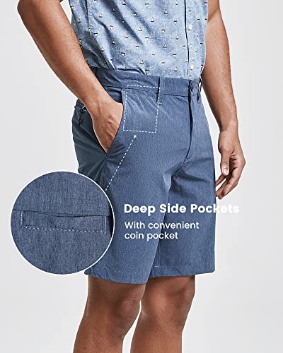 maamgic Men's Slim-fit Golf Shorts 9" Inseam Amphibious Casual Shorts Stretch Quick Dry Daily Casual Wear Navy