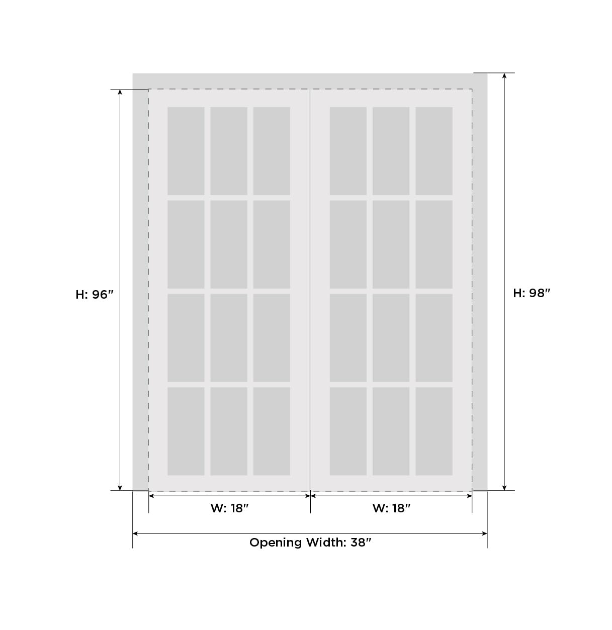 SARTODOORS Solid French Double Doors 36x96 inches Frosted Glass | Planum 2102 Matte Black | Wood Solid Panel Frame Trims | Closet Bedroom Sturdy Doors