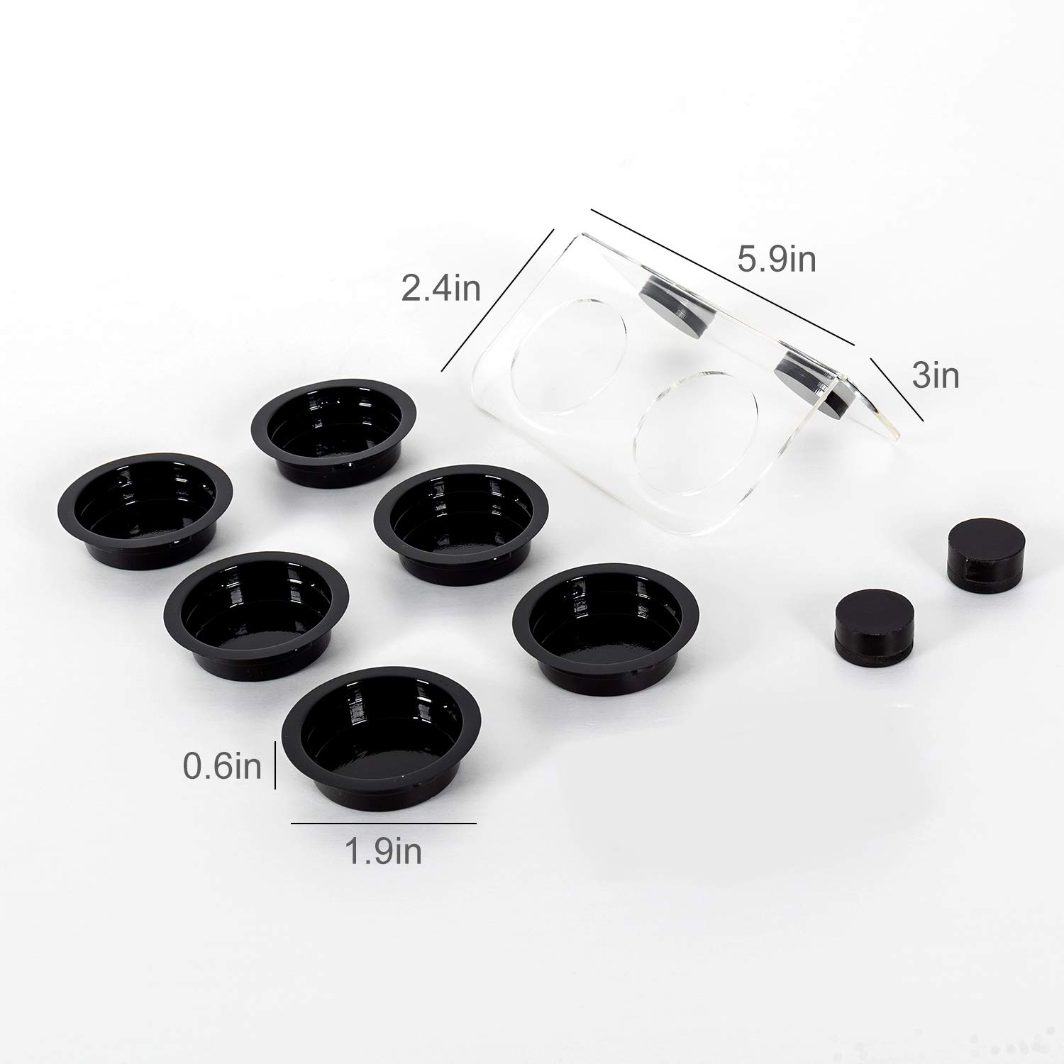 WACOOL Magnetic Reptile Ledge, Acrylic Gecko Feeding Ledge with 6PCS Cups, Reptile Food Water Feeder Dish for Geckos Iguana Chameleon Pets (White)
