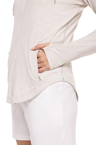 Coolibar UPF 50+ Women's LumaLeo Zip-Up Hoodie - Sun Protective (XX-Small- Light Grey Heather)
