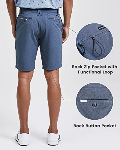 maamgic Men's Slim-fit Golf Shorts 9" Inseam Amphibious Casual Shorts Stretch Quick Dry Daily Casual Wear Navy