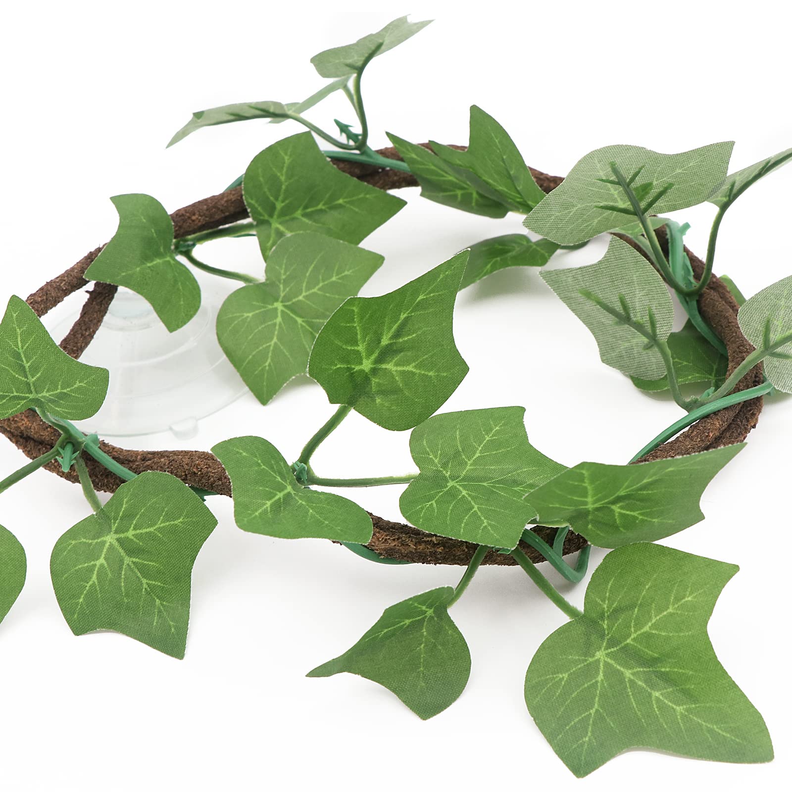 AQUA KT Reptile Flexible Climbing Vine Tree Branch with Leaves and Suction Cup for Lizard Snake Amphibian Terrarium Habitat Decoration