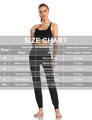 MOVE BEYOND Women's Buttery Soft Yoga Joggers 4 Pockets High Waist Lightweight Sweatpants Running Lounge Pants, Black, M