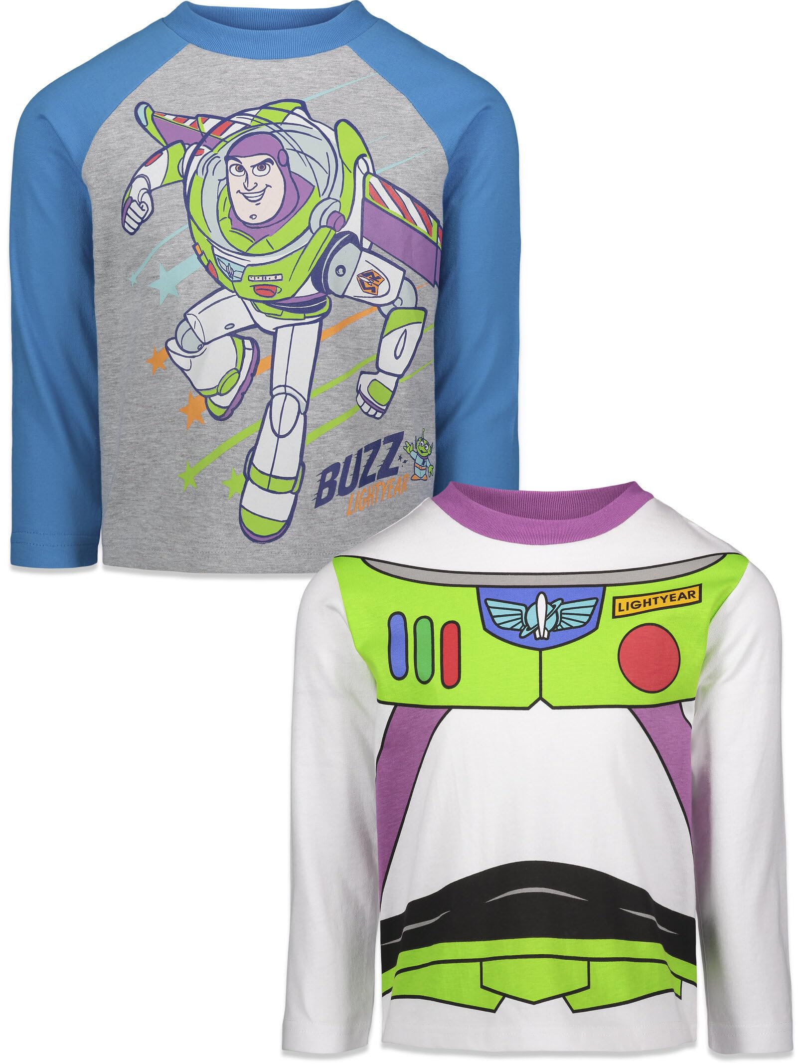 Disney Pixar Toy Story Buzz Lightyear Toddler Boys 2 Pack Graphic T-Shirts Grey/White 4T