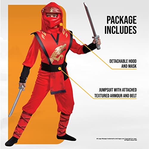 LEGO Ninjago Kai Jumpsuit Deluxe Child Costume For Boys, Red & Black, Kids Size Small (4-6)