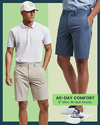 maamgic Men's Slim-fit Golf Shorts 9" Inseam Amphibious Casual Shorts Stretch Quick Dry Daily Casual Wear Navy