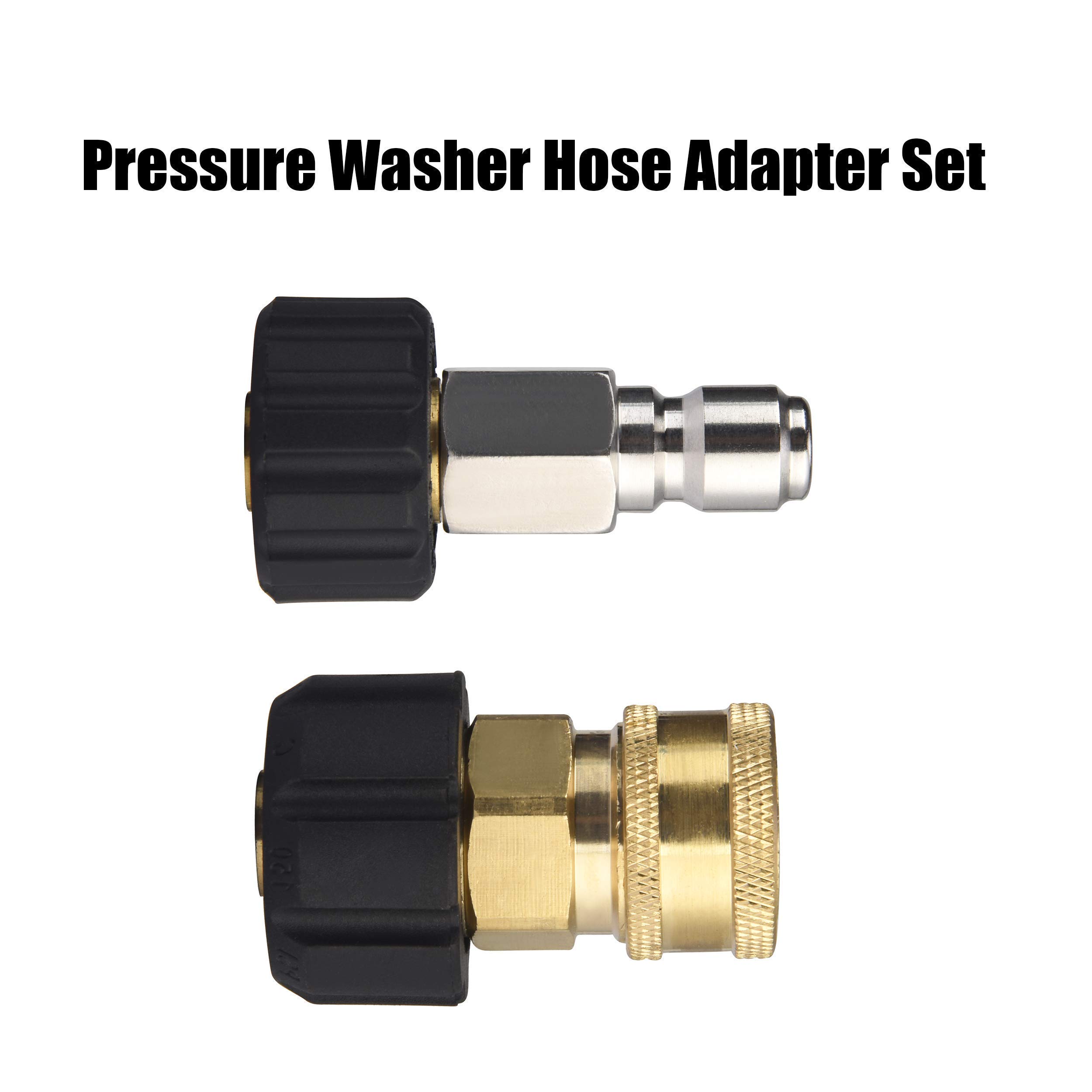 M MINGLE Short High Pressure Washer Gun for Hot and Cold Water, Pressure Washer Hose Adapter Set, 5000 PSI