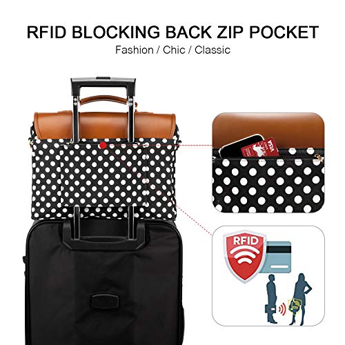 LOVEVOOK Computer Bag Laptop Bag for Women Cute Laptop Messenger Bag for Work College, Polka-Brown, 14-Inch