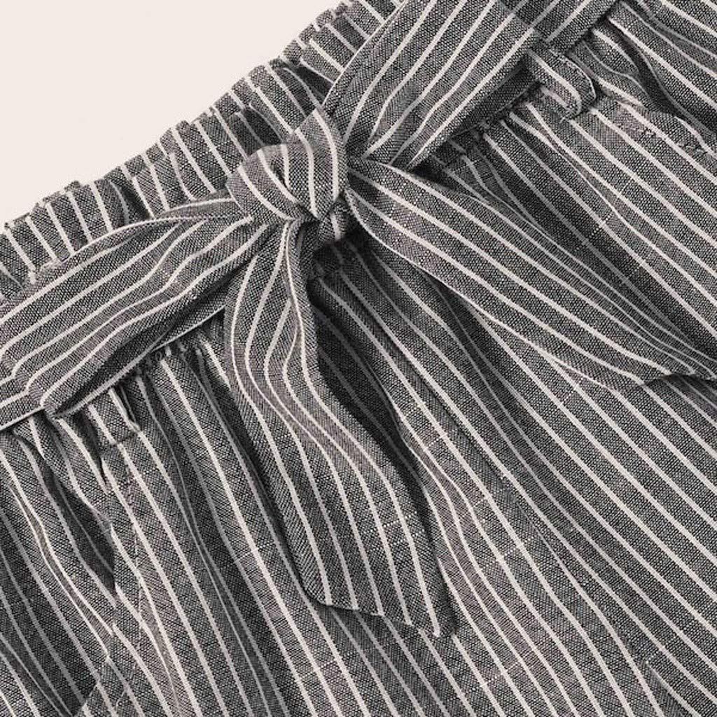 Shakumy Women Casual Elastic Waist Striped Bowknot Shorts Loose Stretch Summer Beach Shorts with Pockets Workout Hot Pants