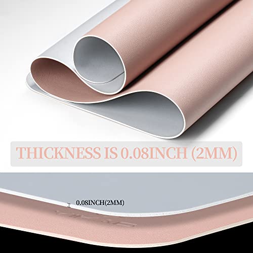 Yikda Dual-Sided Leather Mouse pad Desk mat, PU Leather Desk pad Large Mouse pad, Waterproof Desk Mat for Desktop (31"x15.7" Pink/Silver