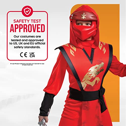 LEGO Ninjago Kai Jumpsuit Deluxe Child Costume For Boys, Red & Black, Kids Size Small (4-6)