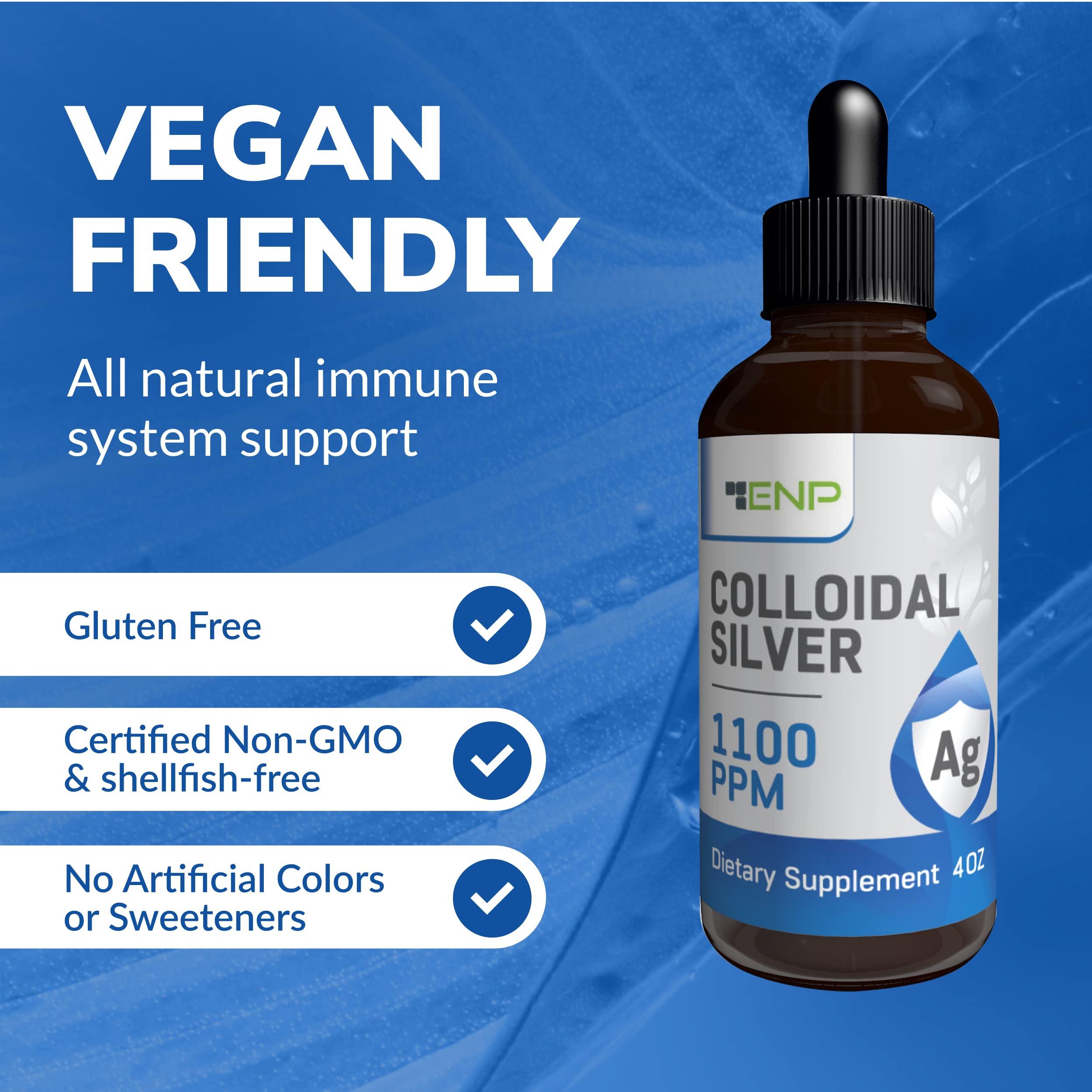 Colloidal Silver Liquid 1100 ppm | Extra Strength Silver Liquid Supplement | 4 oz Amber Glass Bottle with Dropper