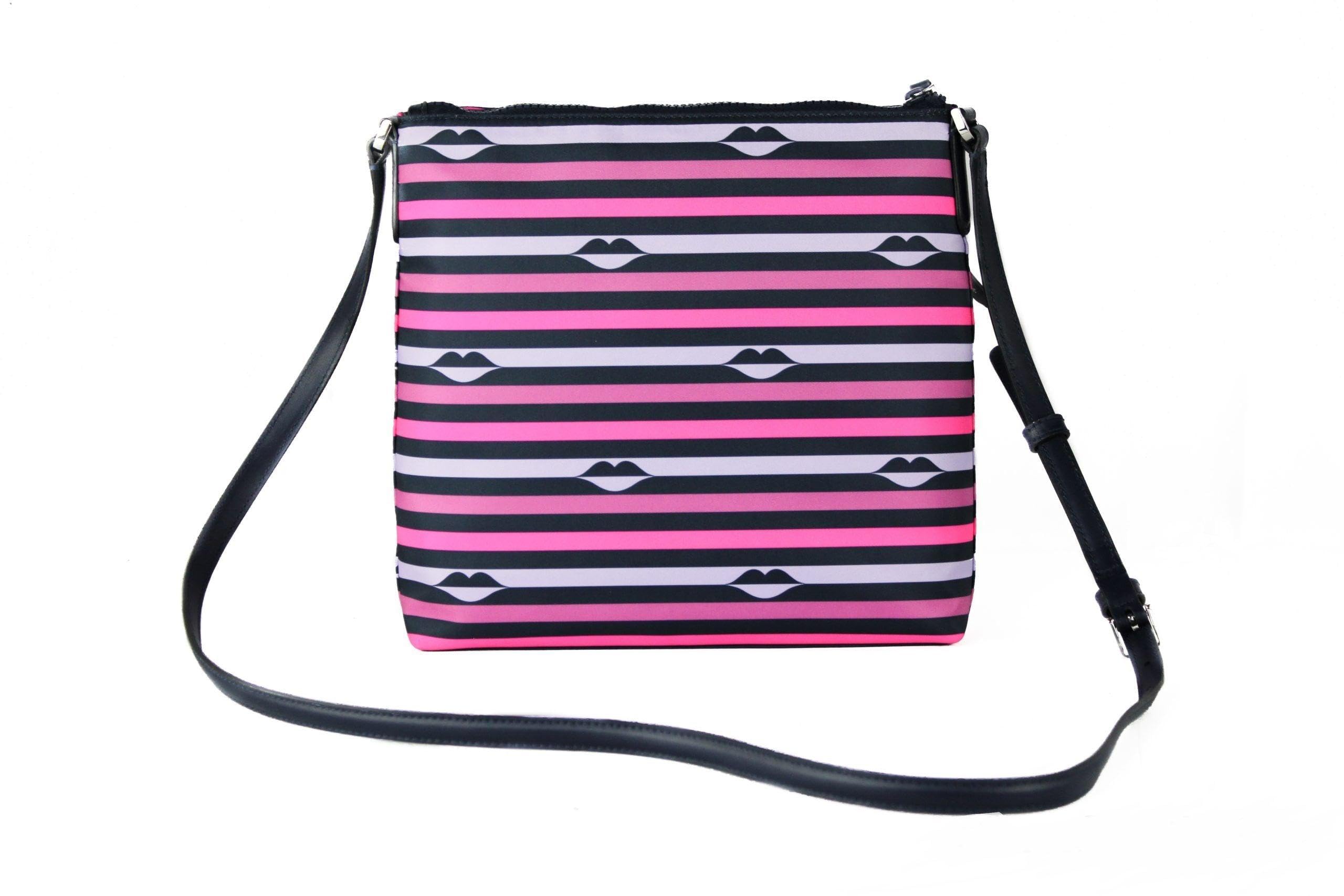 Kate Spade Crossbody Karissa Nylon Lip Print Pink Multicolor