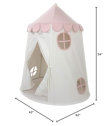 Domestic Objects | Castle Tower Play Tent | Kids Playhouse | Indoor Fort | Cotton Canvas | Premium Quality (42" Wide x 54" Tall) (Pink)