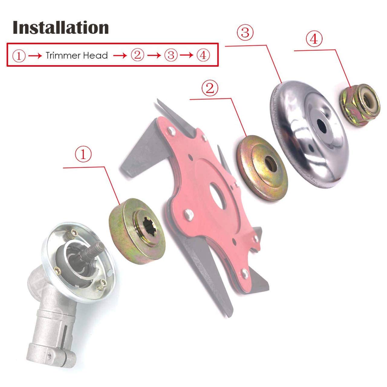 OXT Blade Adapter Kit, Blade Adapter Attachment Maintenance Kit, 6 Steel Razors Trimmer Head, Thrust Plate Guard Washer, Thrust Washer, Rider Plate, Lock nut