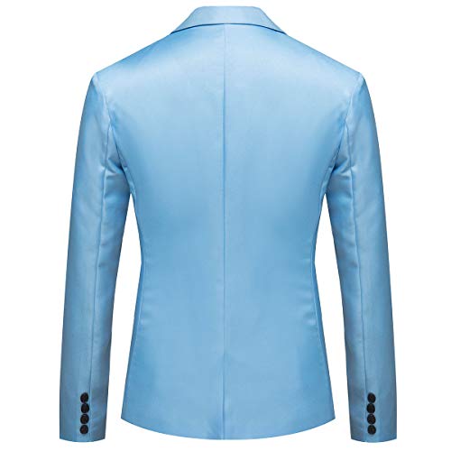 Men's Casual Suit Jacket Slim Fit One Button Notched Lapel Business Daily Lightweight Blazer Jacket (X-Large, Light Blue)