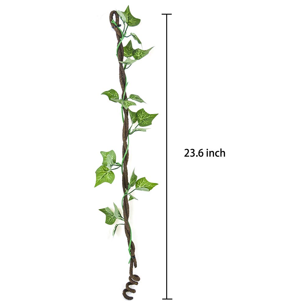 AQUA KT Reptile Flexible Climbing Vine Tree Branch with Leaves and Suction Cup for Lizard Snake Amphibian Terrarium Habitat Decoration