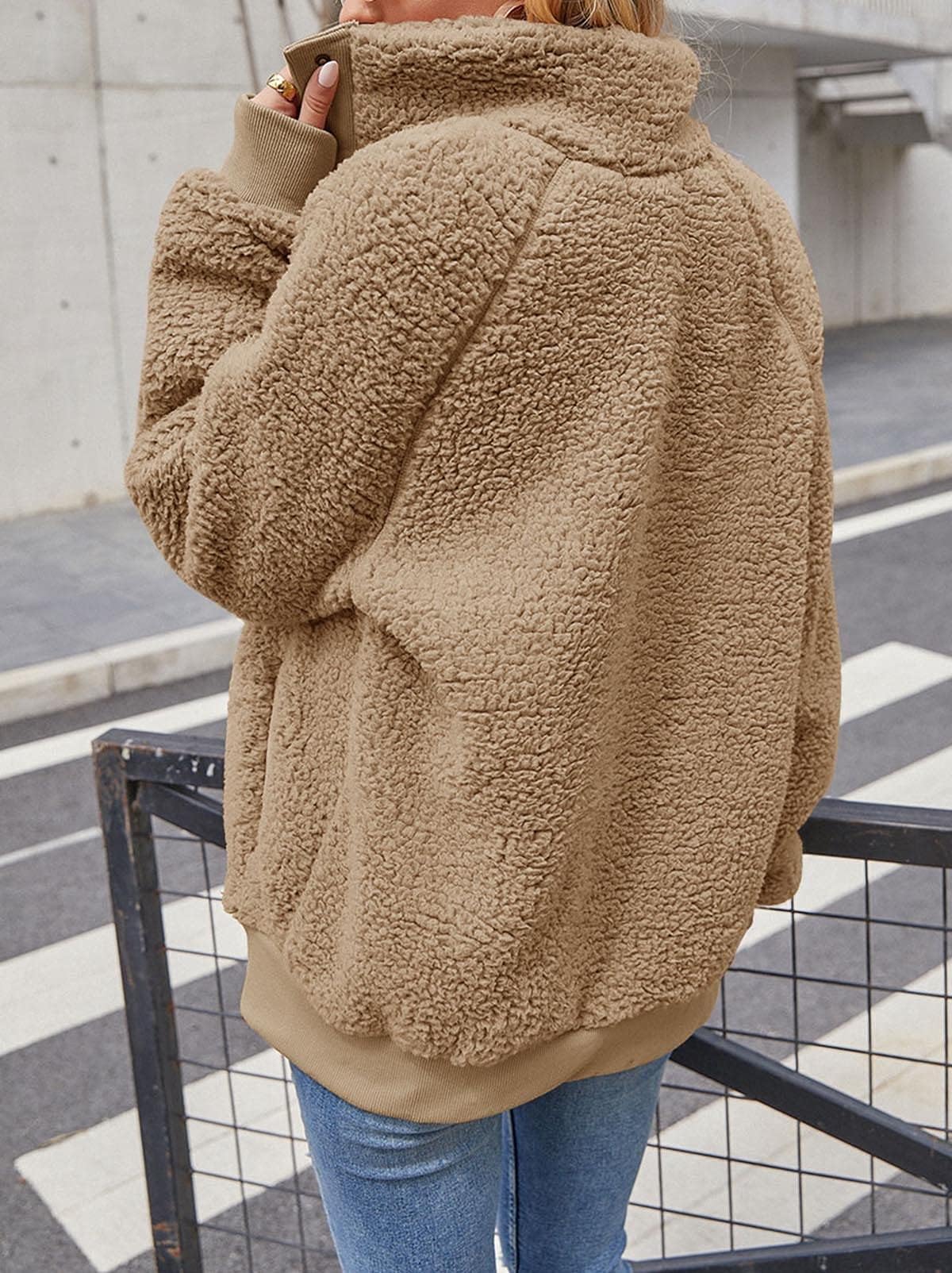 MEROKEETY Women's 2024 Winter Long Sleeve Button Sherpa Jacket Coat Casual Warm Fleece