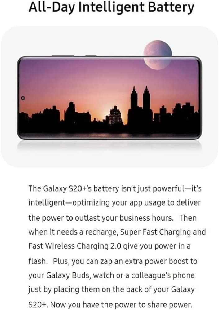 Samsung Galaxy S20+ 5G, US Version, 128GB, Cloud Blue for GSM (Renewed)