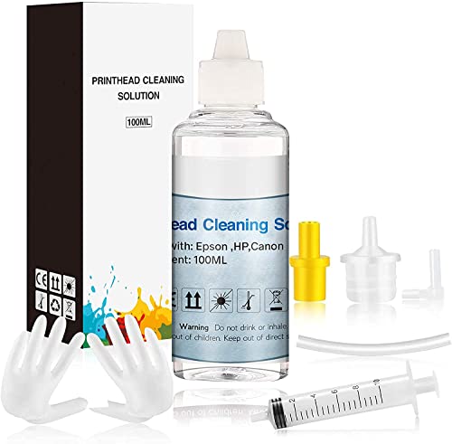 WOKOK Printer Cleaning Kit | Printhead Cleaning Kit | for Inkjet Printers HP/Brother/Epson/Canon WF-7710 WF-3640 7620 8600 8610 8620 WF-2750 WF-2650 ET-2750 ET-2650 C88 Liquid Printers Nozzle（100ml）