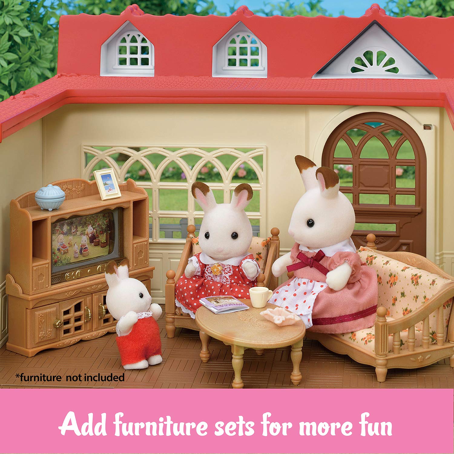 Calico Critters Sweet Raspberry Home Dollhouse Playset with Figure & Furniture Included