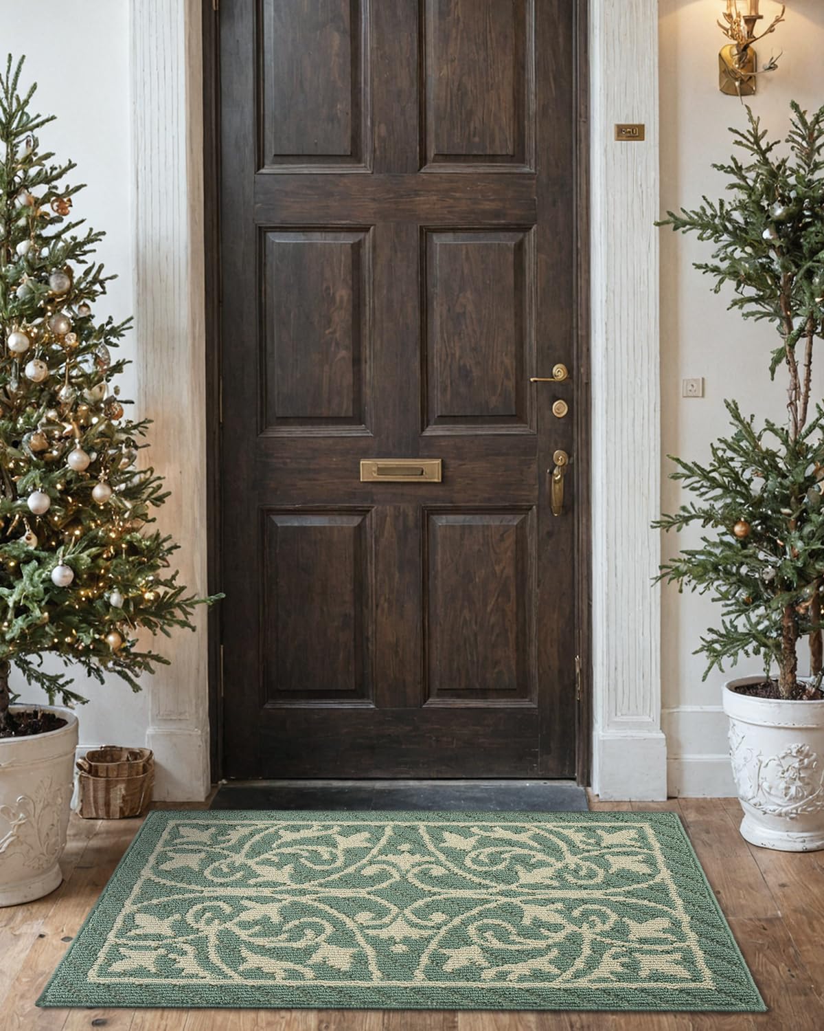 DEXI Front Door Mat Entryway, Inside Entrance Doormat, Non Slip Washable Entry Mats, 23.5x35.5,Dark Sea Green