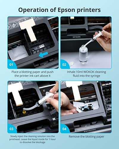 WOKOK Printer Cleaning Kit | Printhead Cleaning Kit | for Inkjet Printers HP/Brother/Epson/Canon WF-7710 WF-3640 7620 8600 8610 8620 WF-2750 WF-2650 ET-2750 ET-2650 C88 Liquid Printers Nozzle(100ml)